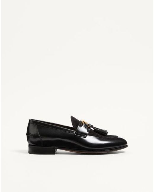 Valentino Garavani Vaniteux Calfskin And Split Leather Loafer in White ...