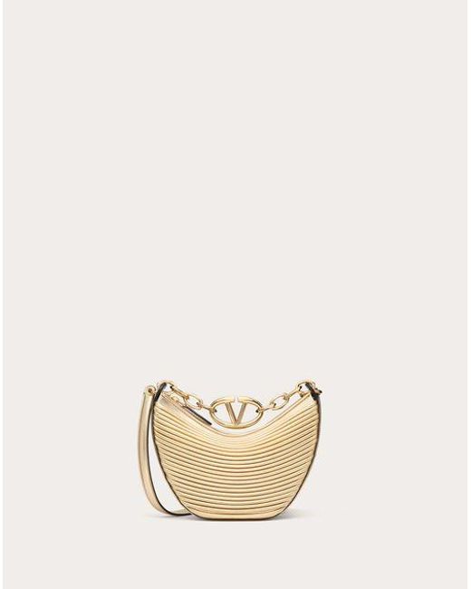 Valentino Garavani Mini Vlogo Moon Hobo Bag in Natural | Lyst UK