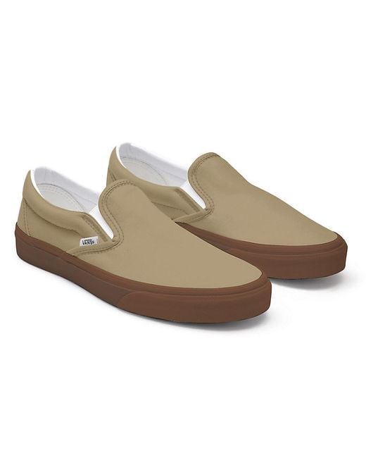 Vans Customs Cornstalk Gum Sole Slip-on Wide Fit in Natural | Lyst UK
