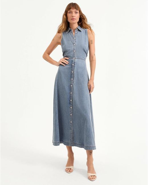 Veronica Beard Fuller Denim Midi Dress in Blue | Lyst