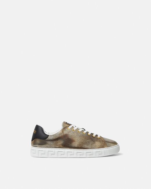 Versace Greca Lizard-Effect Sneakers in White for Men | Lyst UK