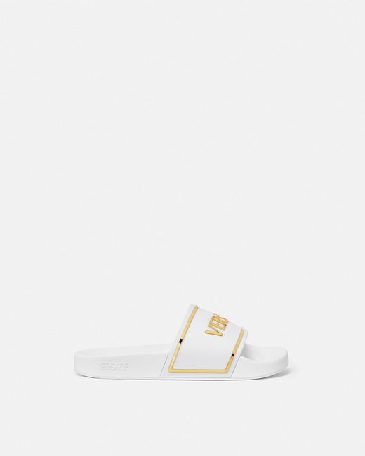Versace Logo Sliders in White | Lyst