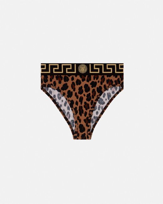 Versace Slip De Bain Greca Leopard in White | Lyst