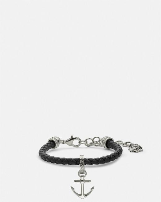 Versace Nautical Medusa Leather Bracelet in White | Lyst