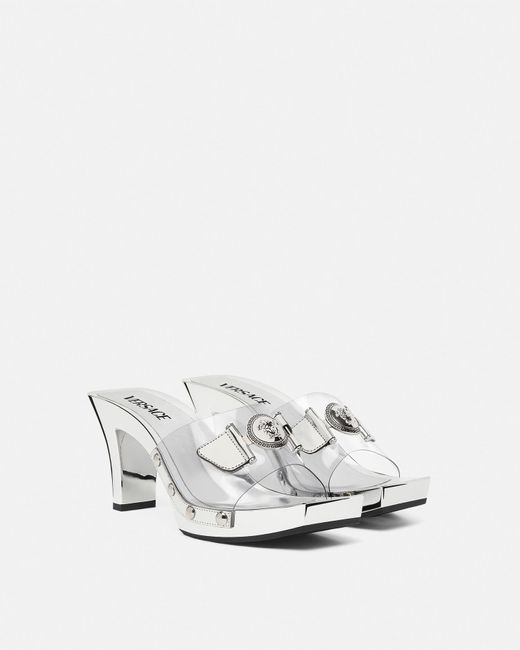 Versace Medusa Buckle Transparent Clogs 60 Mm in White | Lyst