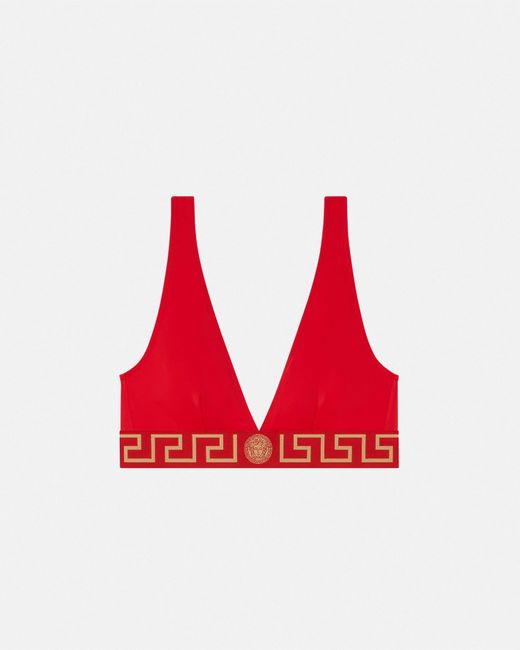 Versace Greca Border Bikini Top in Red | Lyst UK
