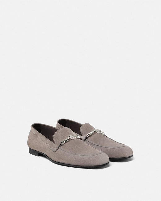 Versace Medusa Suede Slippers in White for Men | Lyst