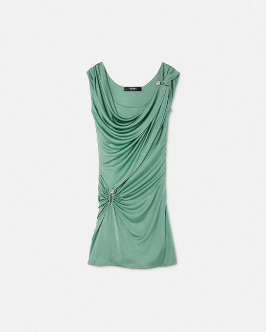 Versace Safety Pin Draped Mini Dress in Green | Lyst