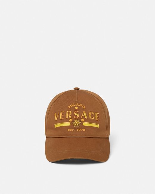 Versace Embroidered Logo Baseball Cap in Brown for Men | Lyst UK