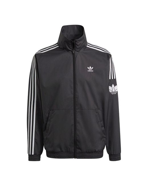 Adidas Originals Adicolor 3d Trefoil 3 Stripes Track Top In Black For