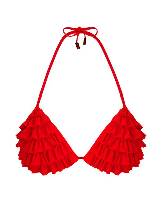 Vilebrequin Triangle Bikini Top Solid in Red | Lyst