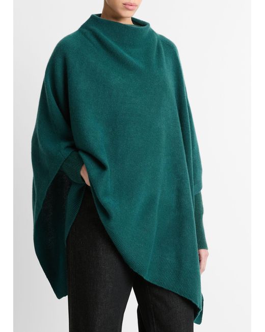 Vince Plush Cashmere Funnel Neck Poncho in Green | Lyst