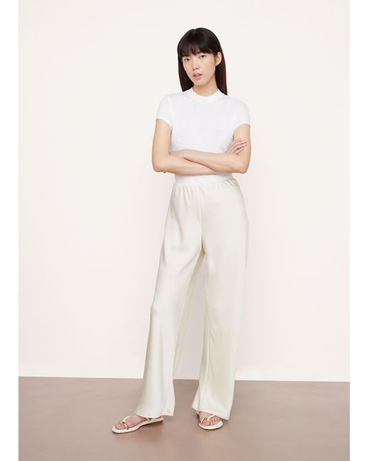 Vince Satin Bias Pant in Natural | Lyst