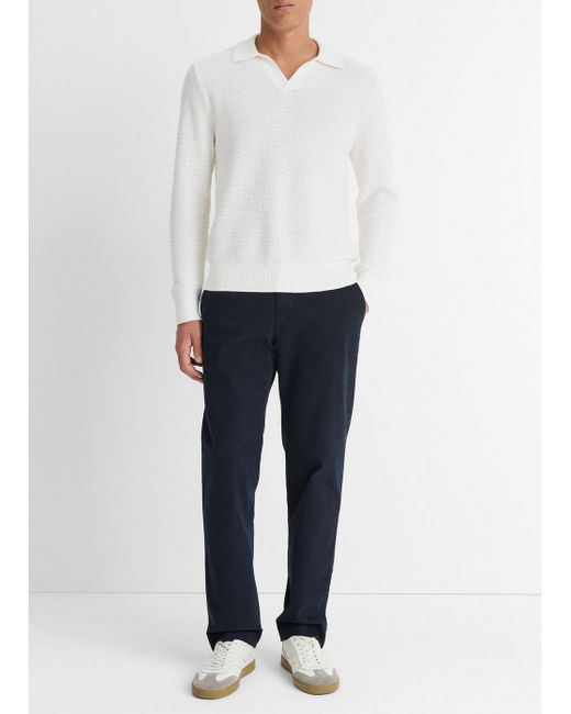 Vince Craftsman-Rib Cotton-Cashmere Johnny-Collar Sweater in White for ...