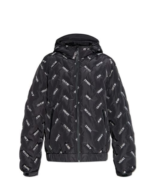 Versace Puffer Jacket With Logo in Black for Men | Lyst