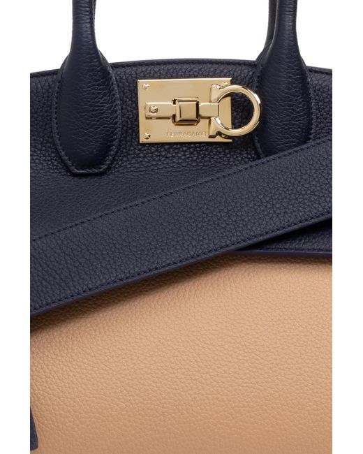 Ferragamo Studio Soft S Shoulder Bag in Black | Lyst