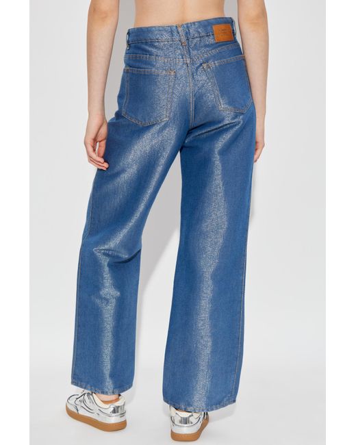 Ganni Shiny Jeans in Blue | Lyst UK