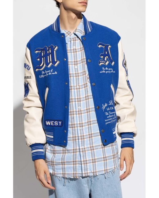 Amiri Jacket With Logo in Blue for Men | Lyst