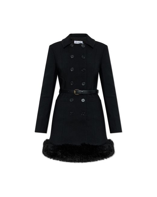 Self-Portrait Dress Finished With Faux Fur in Black | Lyst UK
