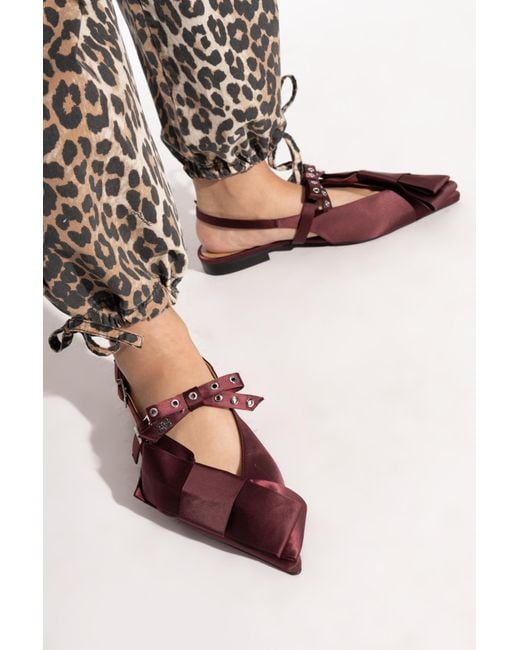 Ganni Shoes With Bow in Red | Lyst