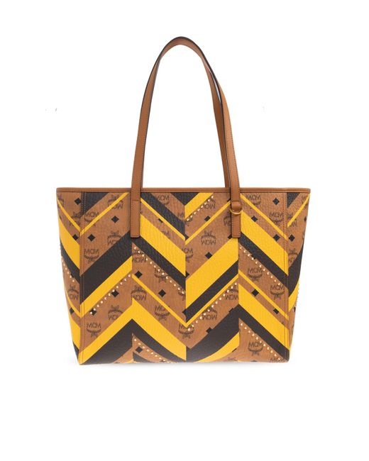 MCM Shopper Bag With Monogram in Orange | Lyst UK