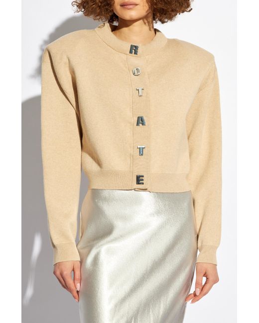 ROTATE BIRGER CHRISTENSEN Cardigan With Logo, in Natural | Lyst UK