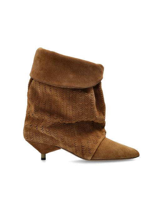 Isabel Marant Suede Heeled Ankle Boots 'Edrik' in Brown | Lyst UK