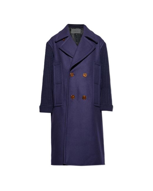 Lanvin Wool Coat With Single Vent in Blue for Men | Lyst UK