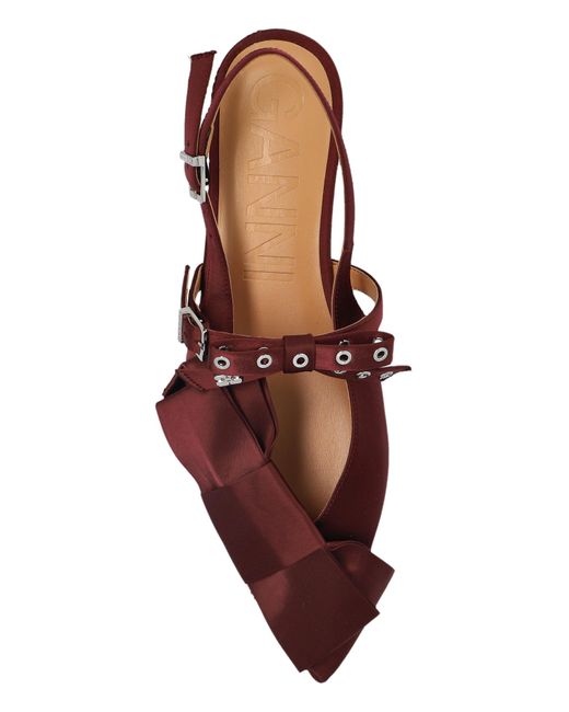 Ganni Shoes With Bow in Red | Lyst