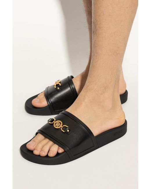 Versace Slides With Logo in Black for Men | Lyst