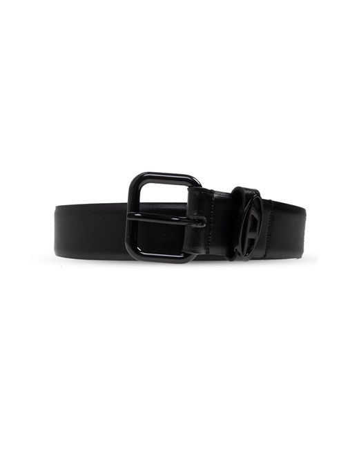 DIESEL Leather Belt "Oval D Logo B-1Dr" in Black | Lyst UK
