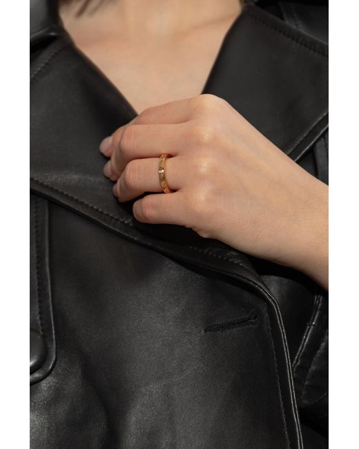 Versace Ring With Engraved Pattern in Black | Lyst
