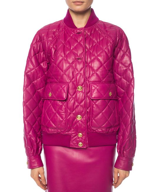 Gucci Leather Jacket in Pink - Lyst