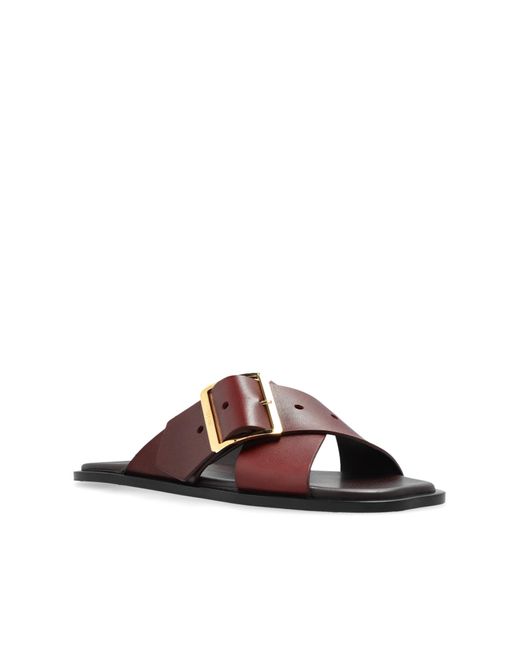 Loewe Leather Slides in Black | Lyst