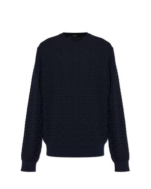 Balmain Wool Sweater in Blue for Men | Lyst UK