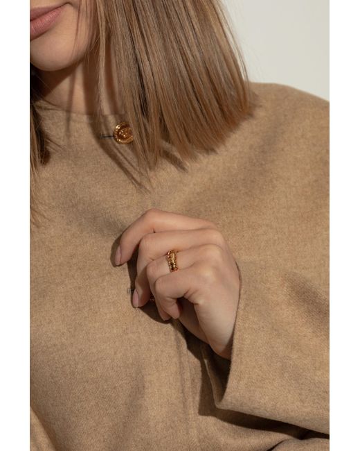 Versace Ring With A Distinctive Greek Pattern in Brown | Lyst