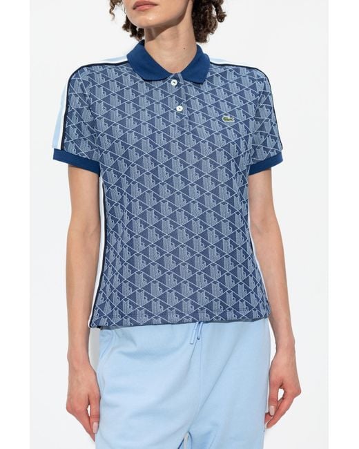 Lacoste Polo With Monogram in Blue | Lyst