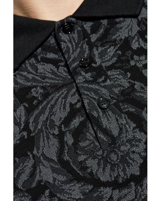Versace Polo With Barocco Pattern in Black for Men | Lyst