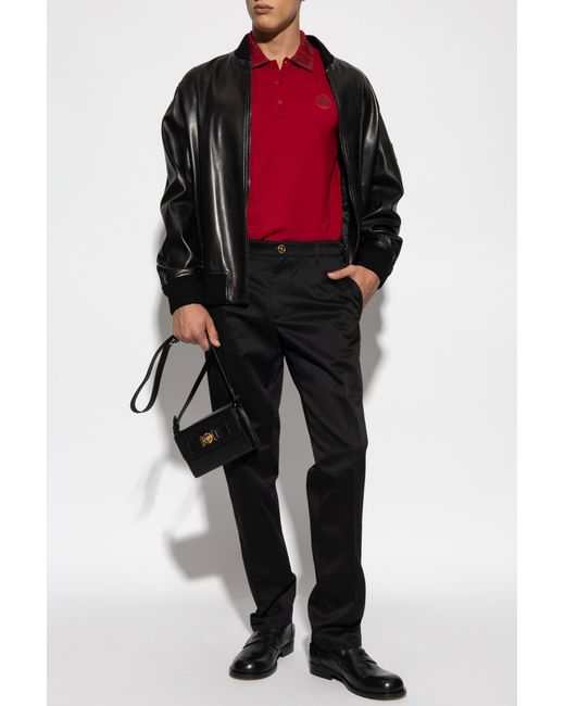 Versace Cotton Polo With Logo in Red for Men | Lyst