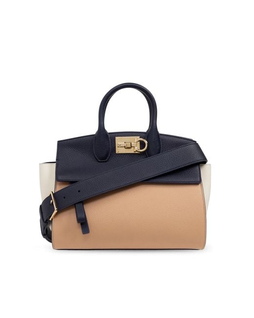 Ferragamo Studio Soft S Shoulder Bag in Black | Lyst