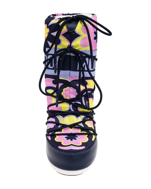 Moon Boot Snow Boots Icon Low Flower in Blue | Lyst
