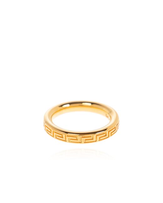 Versace Ring With Engraved Pattern in Black | Lyst
