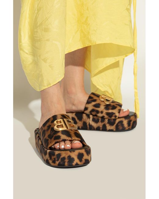 Balenciaga ‘Rise’ Platform Slides in Brown | Lyst