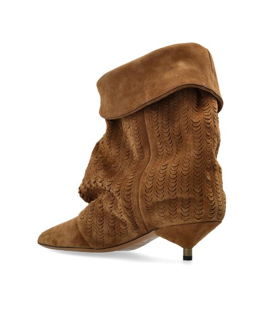 Isabel Marant Suede Heeled Ankle Boots 'Edrik' in Brown | Lyst UK
