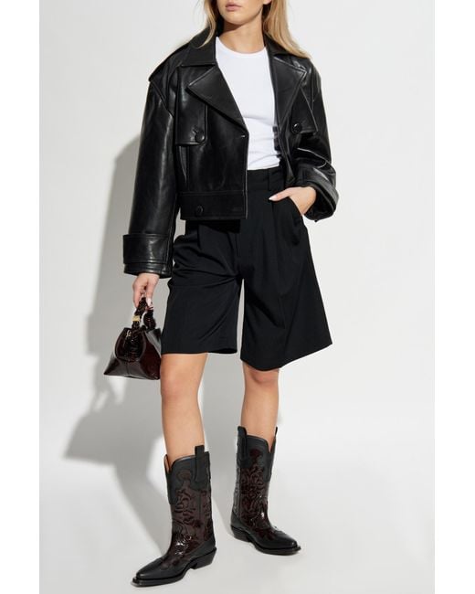 Stand Studio Leather Jacket Bloom in Black | Lyst UK