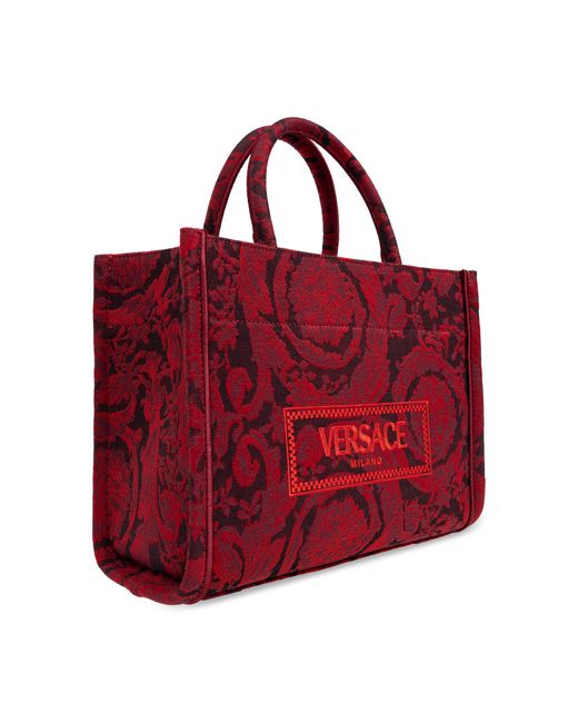 Versace 'Barocco Athena Small' Shopper Bag in Red | Lyst