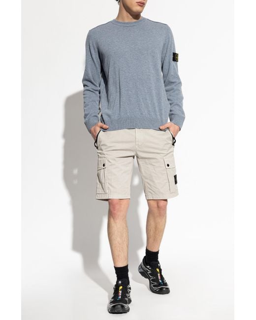 Stone Island Wool Sweater With A Crew Neck in Blue for Men | Lyst UK