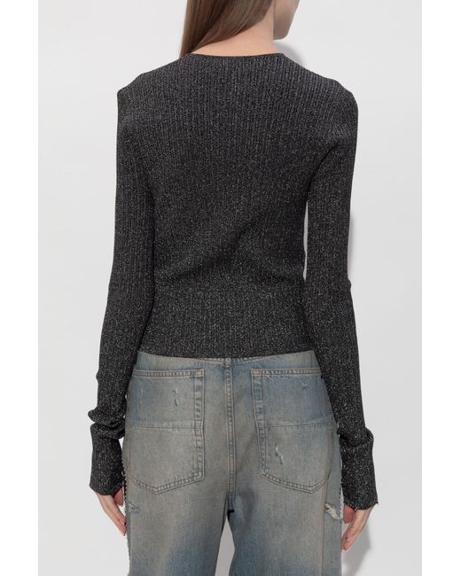 Amiri Cardigan With Metallic Thread in Black | Lyst UK