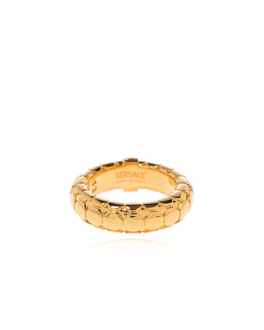 Versace Ring With A Distinctive Greek Pattern in Brown | Lyst