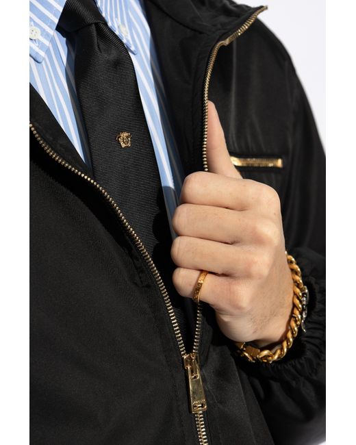 Versace Ring With Engraved Pattern in Black | Lyst